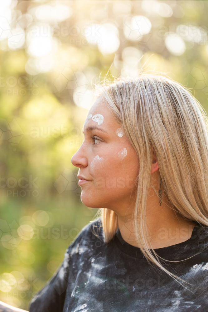 Image of Young First Nations Australian woman side profile with ...