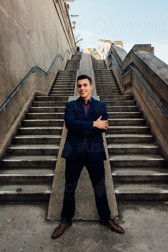Image of young man in the city - Austockphoto