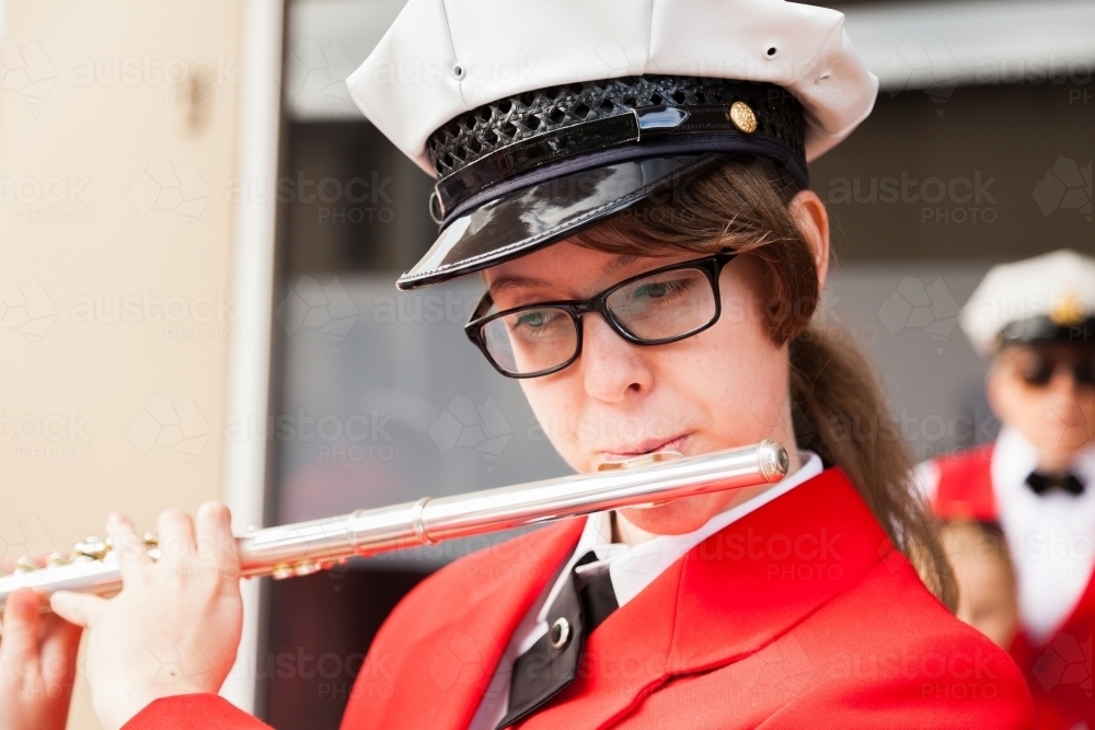 Image of Young musician dressed in formal uniform for town band ...
