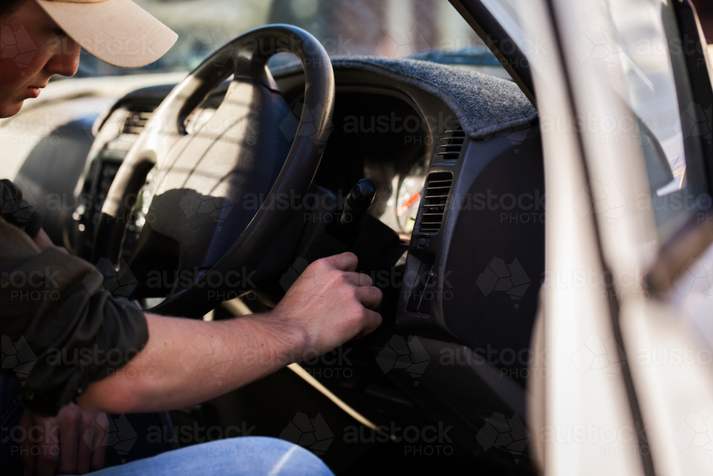 Image of Young P plater provisional driver starting his first car with ...