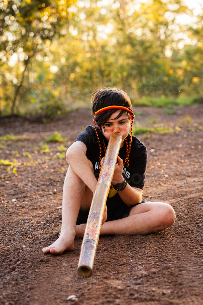 Image of Young tween Aboriginal child outside in rural Australia ...